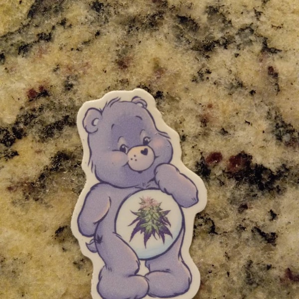 Kush Bear Vinyl Weed Sticker - Marijuana, Cannabis Art Decal, Stoner ...