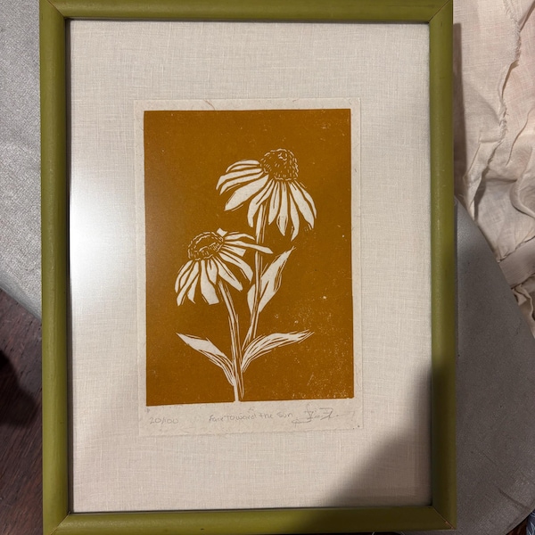 Original Limited Edition Black-eyed Susan Inspired Linocut Block Print ...