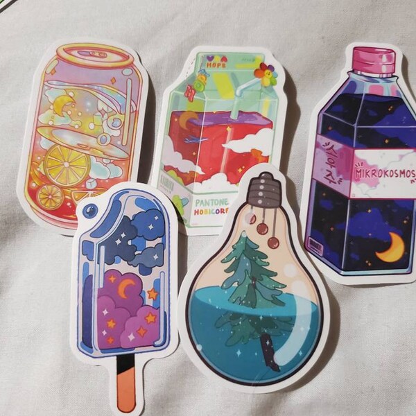 Aesthetic Drink Sticker Japanese & Korean Style Random Pack, Floral ...