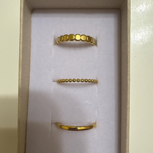 Waterproof-dainty Ring Set of 3, Waterproof Rings, Gift for Her, Boho ...