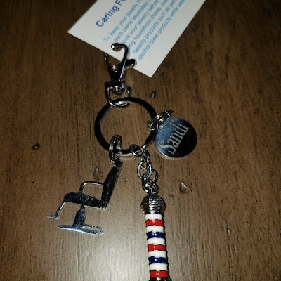 Barber Shop Pole Key Chain With Barber Chair Personalized-barber ...