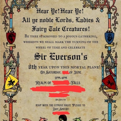 Medieval Party Invite, Medieval Invite, Medieval Renaissance Invitation ...