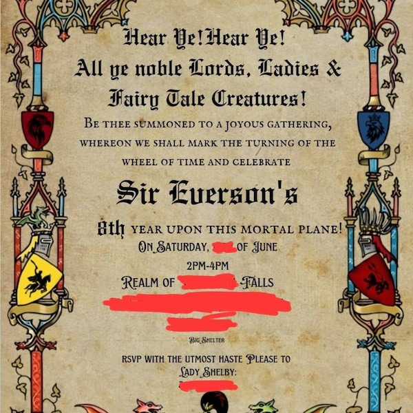 Medieval Invite, Medieval Party Invite, Medieval Invite, Medieval ...
