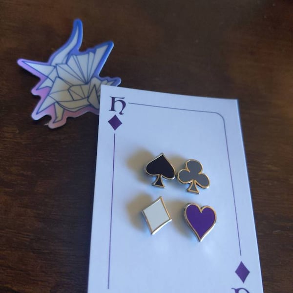 Asexual Pride Playing Card Suite Board Fillers | Hard Enamel Pin, Lapel ...