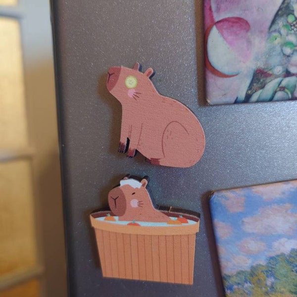 Capybara Spa Magnets - Cute Capybaras Card Gift - Fridge Refrigerator ...