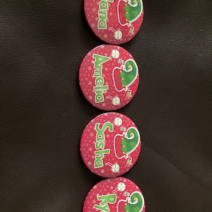 Personalised Christmas Pin Badge, Candy Cane, Button Badge, Work Staff ...