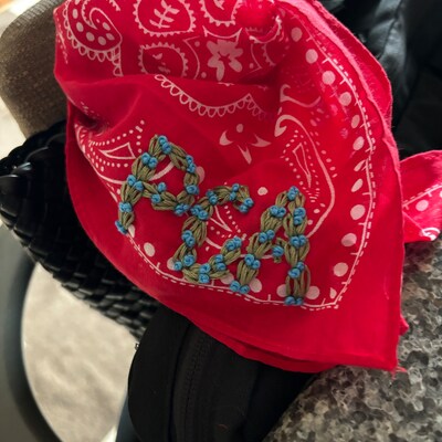 Monogrammed Bandana hand Embroidered Group Gift Multiple Colors and ...