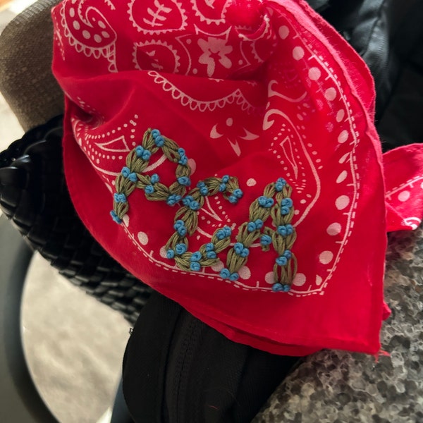 Monogrammed Bandana (hand Embroidered) | Group Gift | Multiple Colors ...