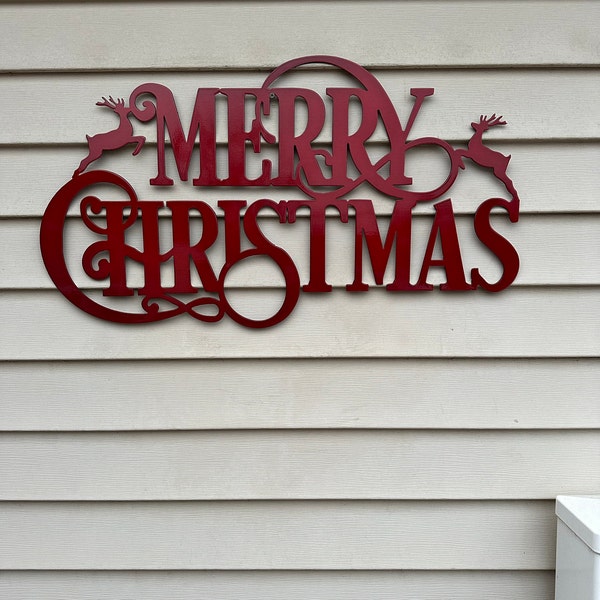 Candy Red Merry Christmas Metal Sign: Holiday Wall Decor - Etsy