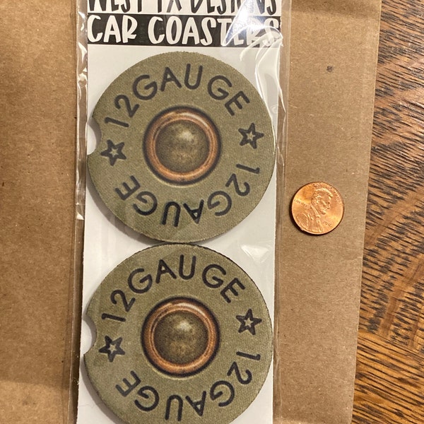 12 Gauge Car Coaster | Car Coasters Set of 2 | Bullet Car Coaster ...
