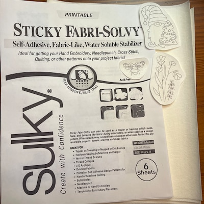 Sulky Fabri Solvy, Printable Stabilizer, Stick and Stitch Paper ...