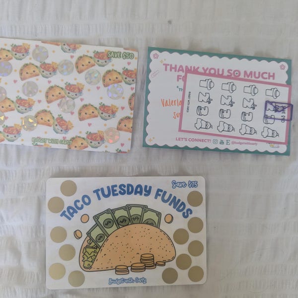 Taco Savings Challenge: Scratch-off Card for Cash Stuffing - Etsy
