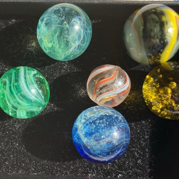 4 Vintage German Striped Transparent Marbles Collector's Set, Cool ...