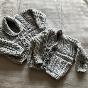 Girls Cable Cardigan Jacket Collar & Round Neck Short or Long Style 22 ...