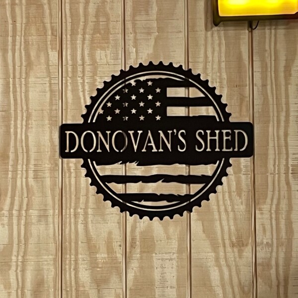 Custom American Flag Workshop Sign | Personalized Gear Sign | Garage ...