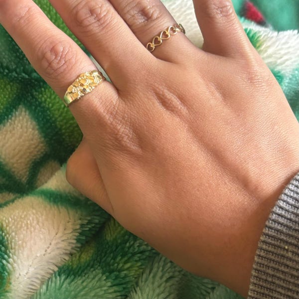 10k & 14k Solid Gold Vintage Nugget Smashing Band Ring Gift for Men ...