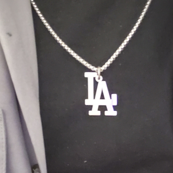 LA Logo Pendant Necklace Chain, LA Logo Jewelery,los Angeles Dodgers ...