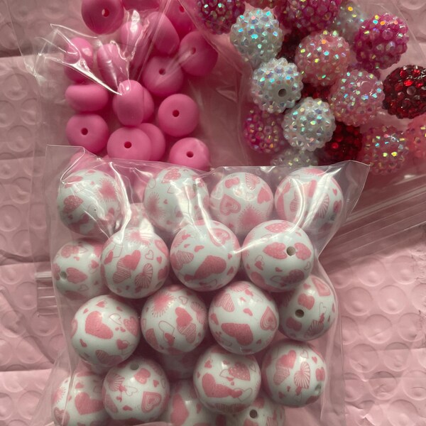 16mm Mixed Valentine Rhinestone Beads, Rhinestone Beads, Bubblegum ...