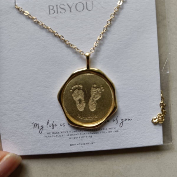 Actual Hand Print Footprint Print Necklace, Personalized Baby Handprint ...