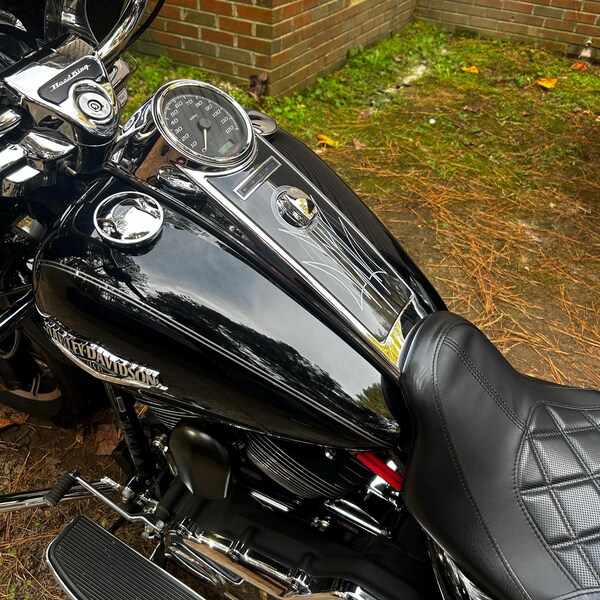 Grey White Pinstripe on Black | Dash Insert Fits Harley Davidson Road ...