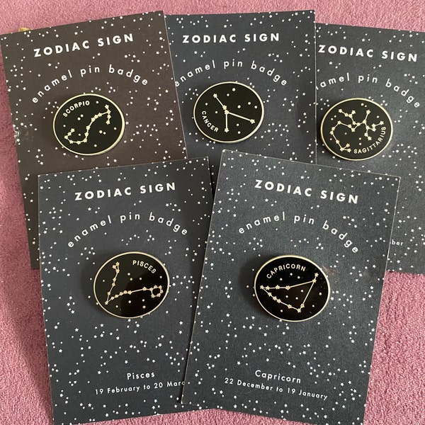 SECONDS Zodiac Hard Enamel Pin | Constellation Star Sign Lapel Pin ...