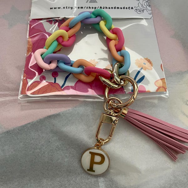 Personalized Chunky Chain Link Wristlet Keychain, Personalized Gift ...