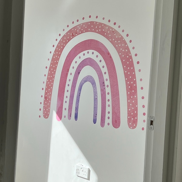 Boho Rainbow Wall Stickers, Wall Decor, Boho Watercolor Playroom Kids ...