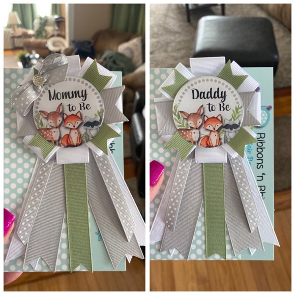 Mini Sized Woodland Mommy to Be Corsage, Woodland Baby Shower Pin ...