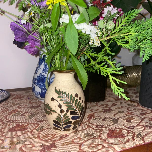 Vintage Two Tone Lava Glaze Pottery Stoneware Urn Vase With Double ...