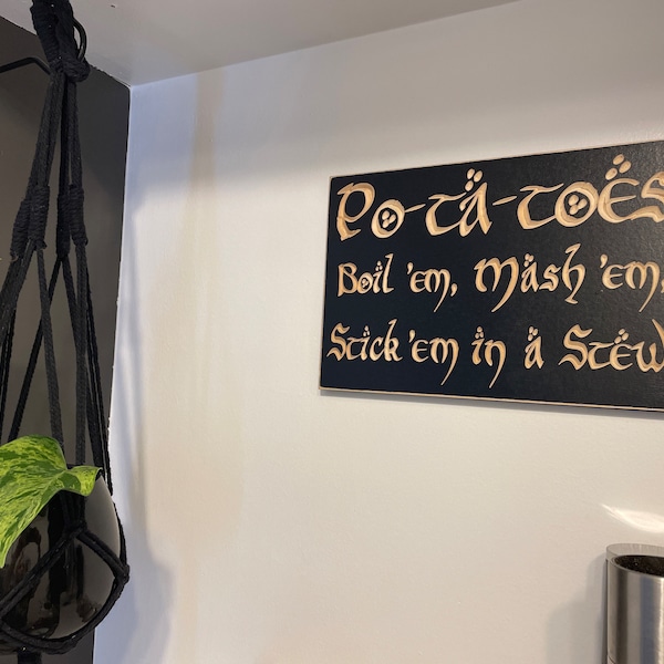 Potatoes Taters Engraved Wood Sign Hobbit Meals Menu Lord of the Rings ...