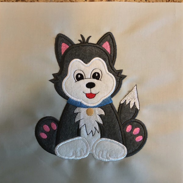 Applique Husky Machine Embroidery Design Cute Baby Puppy Dog Pattern ...