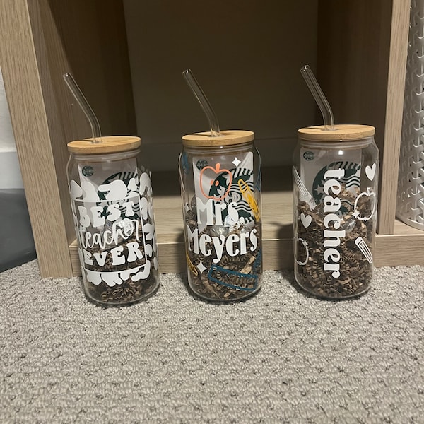 Teacher Glass Can Svg Bundle, Libbey 16 Oz Can Wrap Svg, Retro Teacher ...