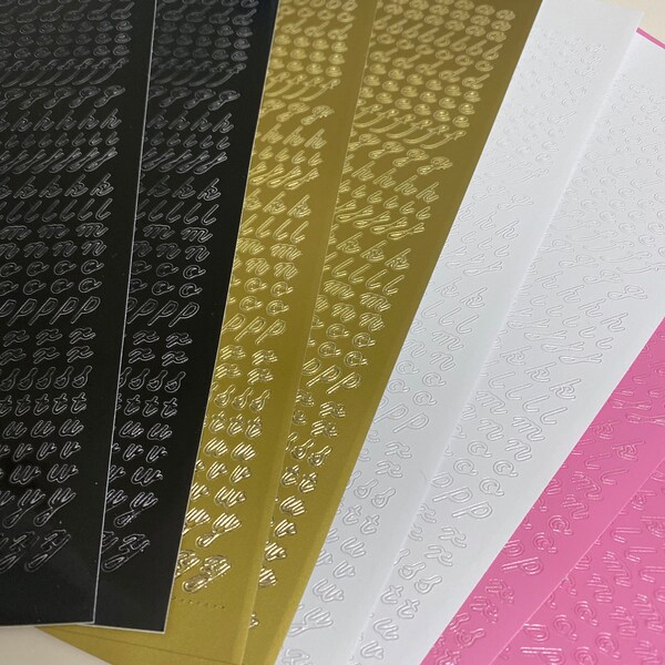 Cursive 6mm Deco Alphabet Script Letter Sticker Sheet | Colorful ...