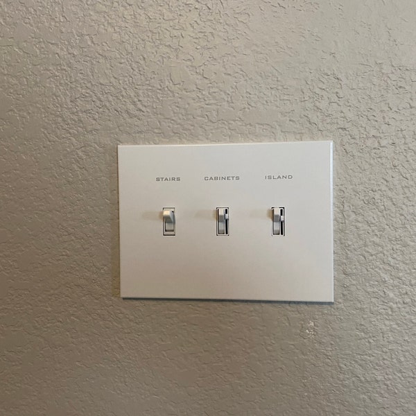 3 Gang : Custom Labeled Metal Switch Plate Cover for Toggle Switches ...