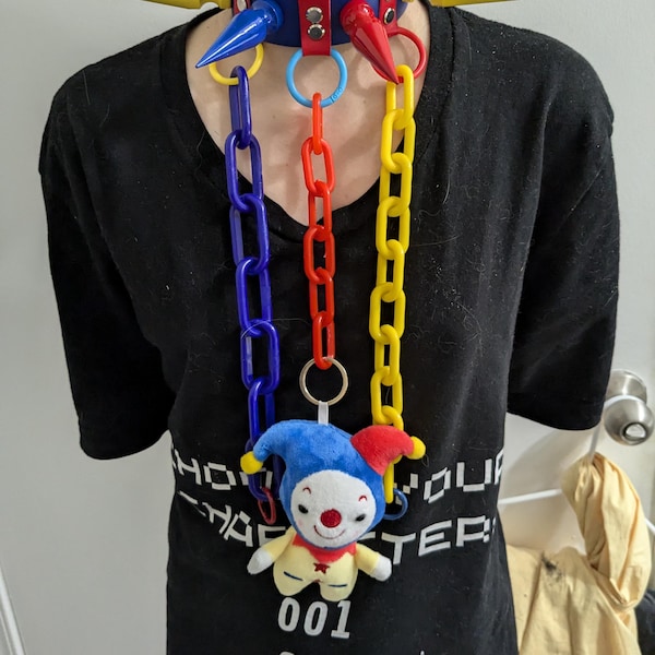 Yellow Jester Leather Clown Choker Neck Piece With Ruffles and Bells ...