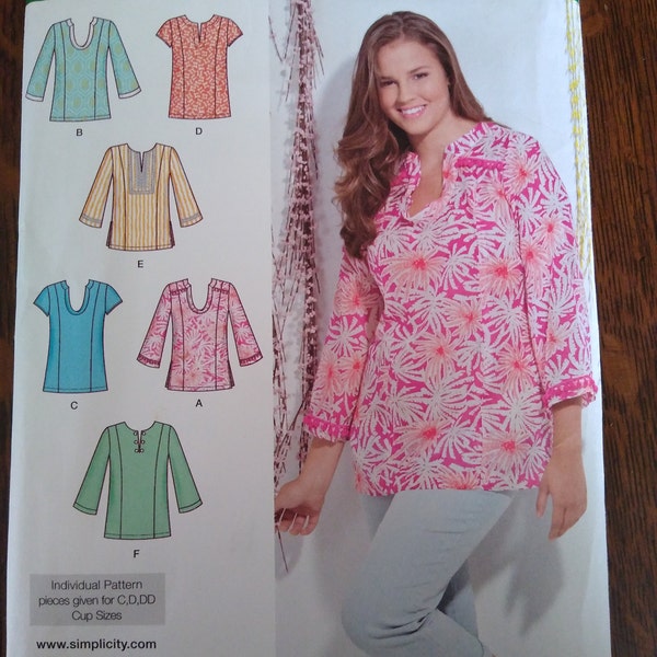 Simplicity Sewing Pattern 1461, Tunic Top Blouse, Women Plus Sizes 20W ...