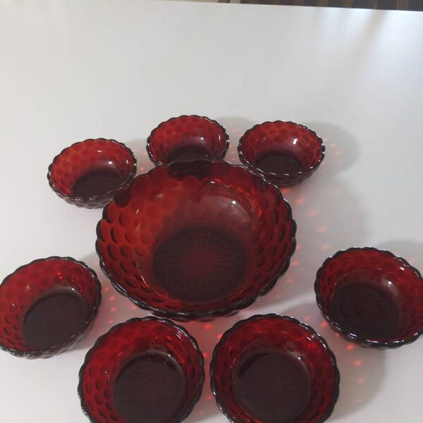 Pyrex Corning Clear Glass Bowls With Blue Ribbons and Flowers Pattern ...