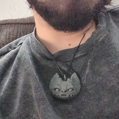 Pink Krampus Pendant Necklace-pastel Goth Clay Jewelry-hand Painted ...