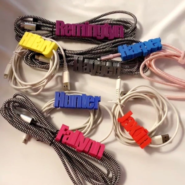 Personalised Cable Clip 3D Printed | Custom Name | Personalized Charger ...
