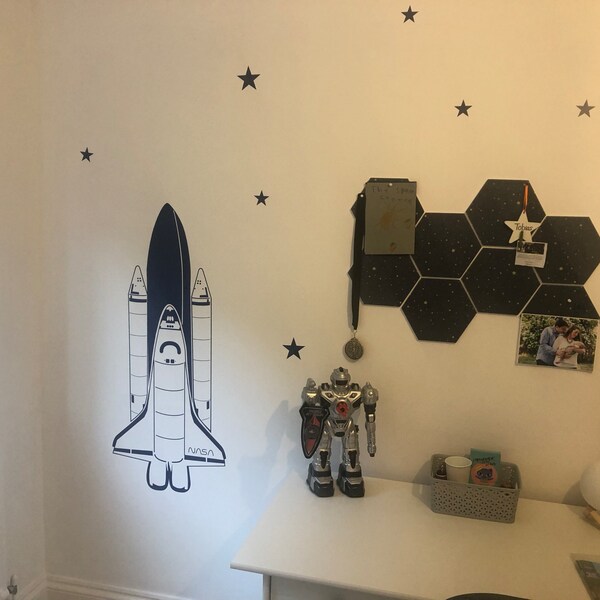 Rocket Planet Stars Meteor Space Wall Window Stickers Decals Kids Decor ...