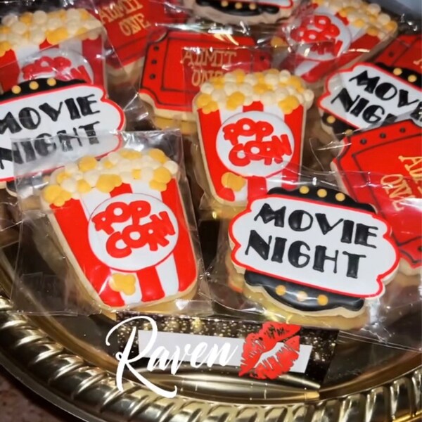 Move Night Theme Sugar Cookies, Popcorn Cookies - Etsy