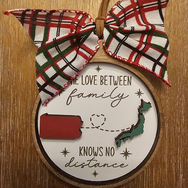The Love Between Knows No Distance Ornaments | Ornament | Christmas ...