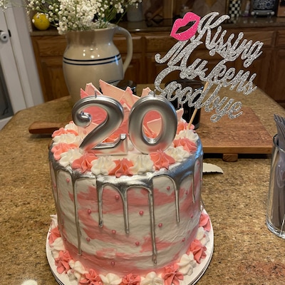 Glitter kissing My Teens Goodbye Topper 20 Cake Topper, Big 20 , 20th ...