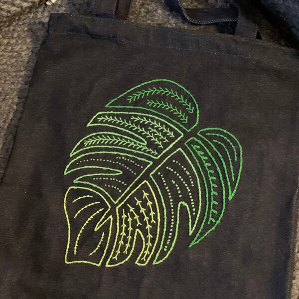 Monster Leaves Embroidery Pattern. A Delicious Monster, Monstera ...