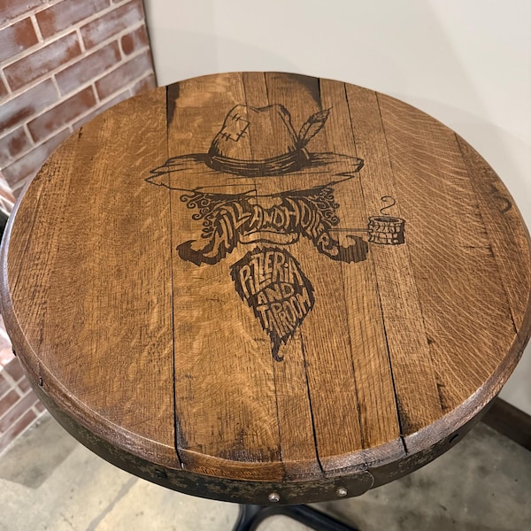 Pub Table 42" Tall With Footrest - Laser Engraved - Etsy