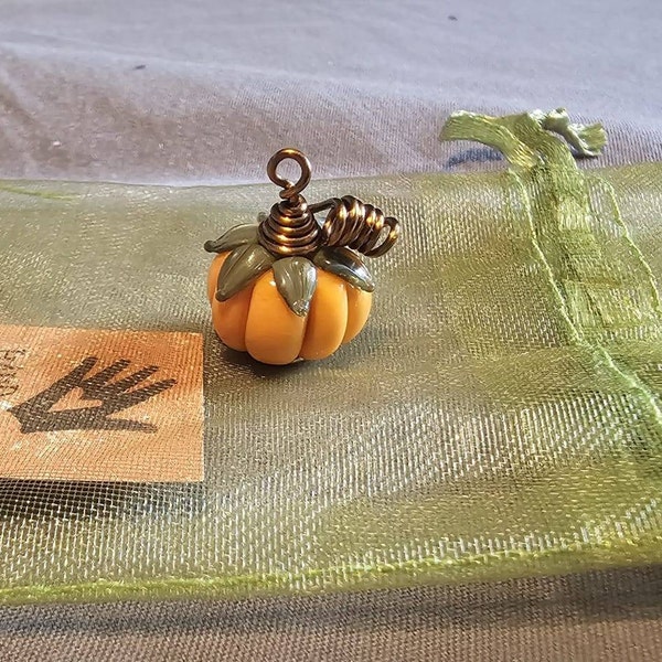 Pumpkin Charm Pendant Necklace Artisan Handmade Autumn Fall SRA ...