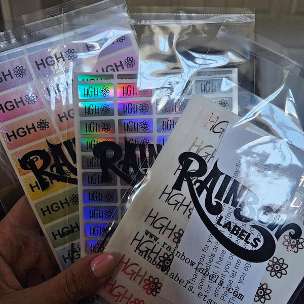 Waterproof Name Labels Name Stickers Personalized Glittery Gradation ...