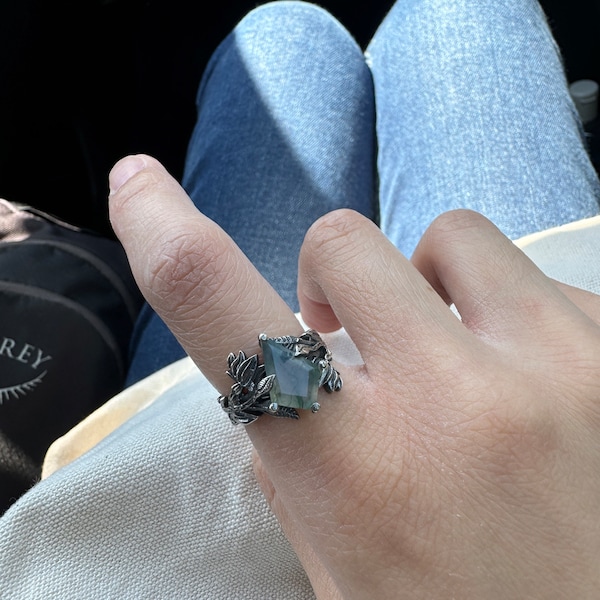 Silver Branches Ring Moss Agate Ring, 925 Sterling Silver Ring, Handmade Nature Inspired Ring ...