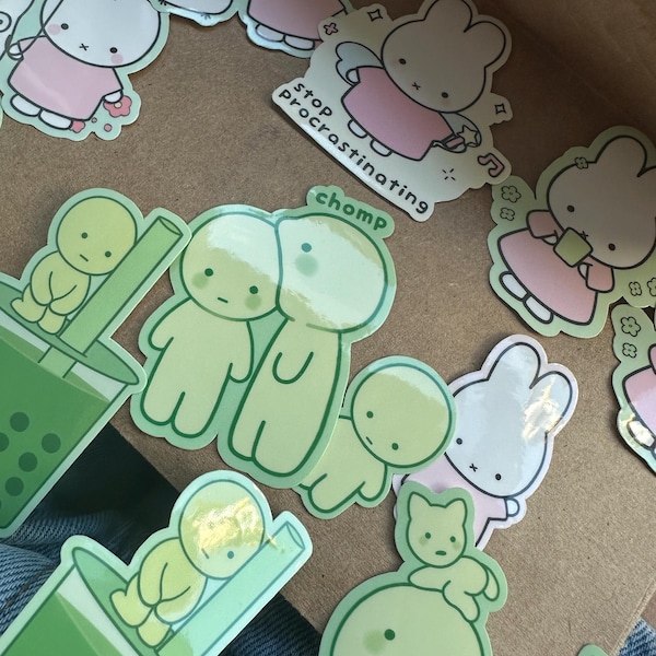 Motivation Green Guy Sticker, You Can Do It Cute Blind Box Vinyl ...