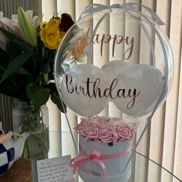 Hot Air Balloon Flower Box, Hat Box Flowers, Birthday Balloon ...